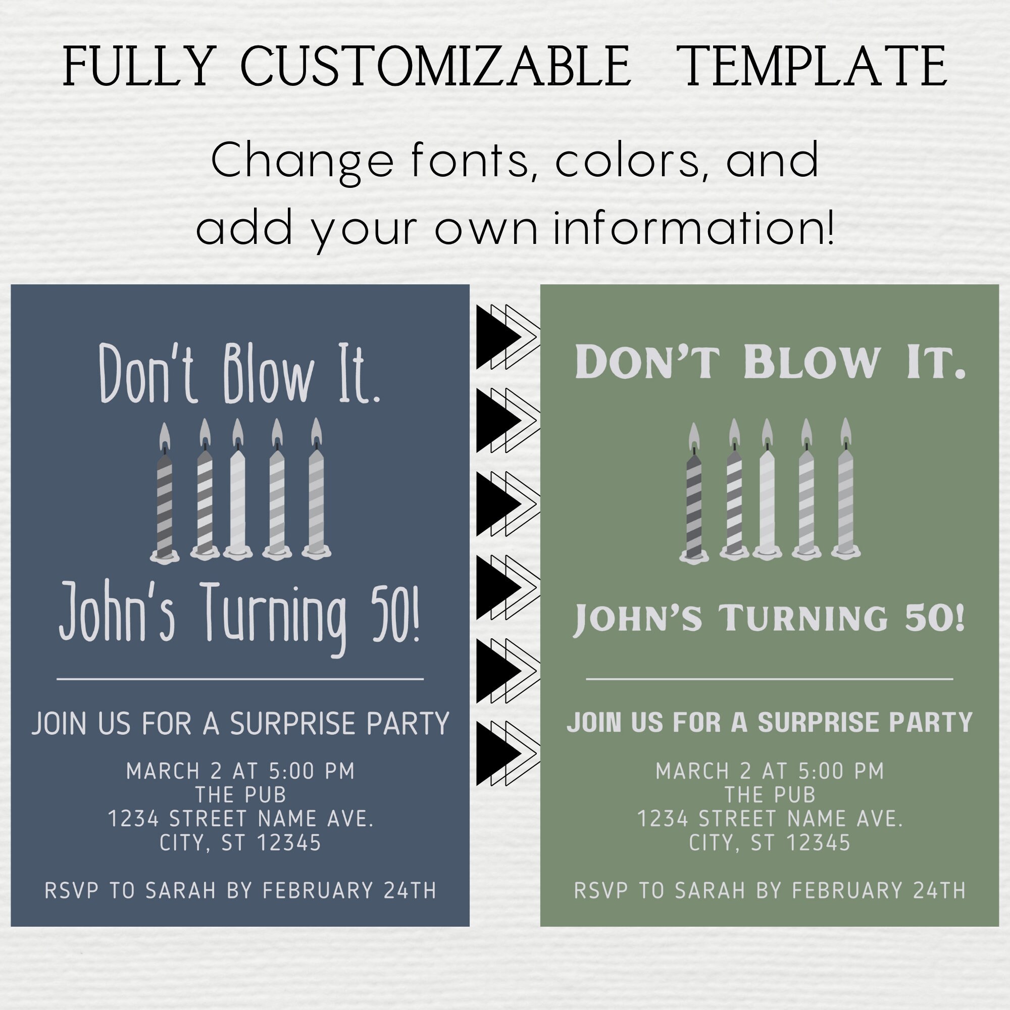 Funny Surprise Party Invitation Canva Template | Don't Blow It Surprise ...