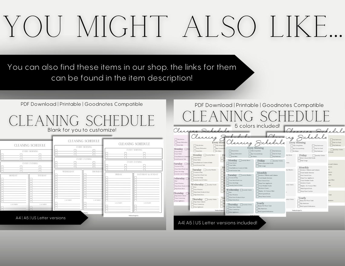 Editable Cleaning Schedule Template, Digital Cleaning Checklist ...