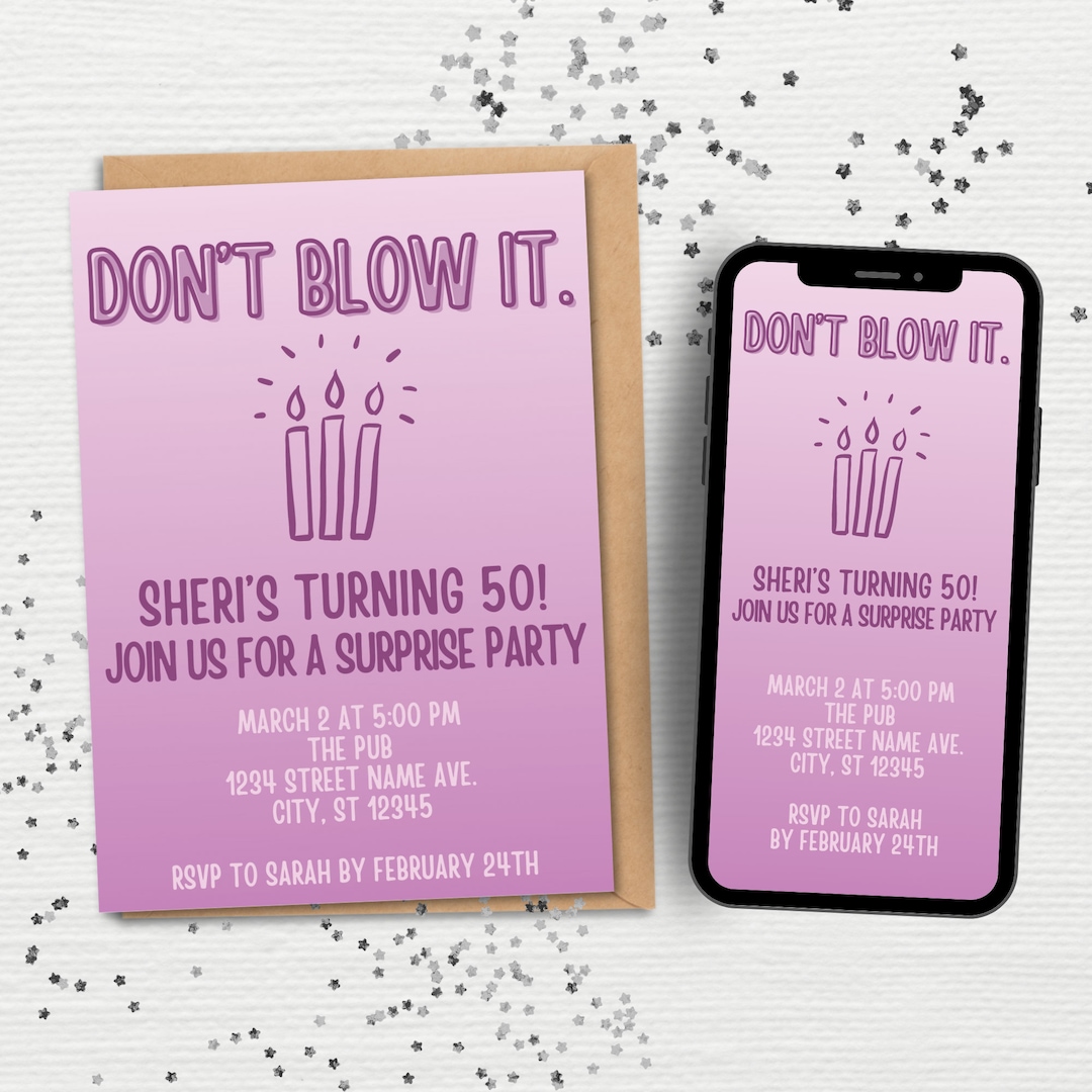 Funny Surprise Party Invitation Canva Template | Don't Blow It Surprise ...