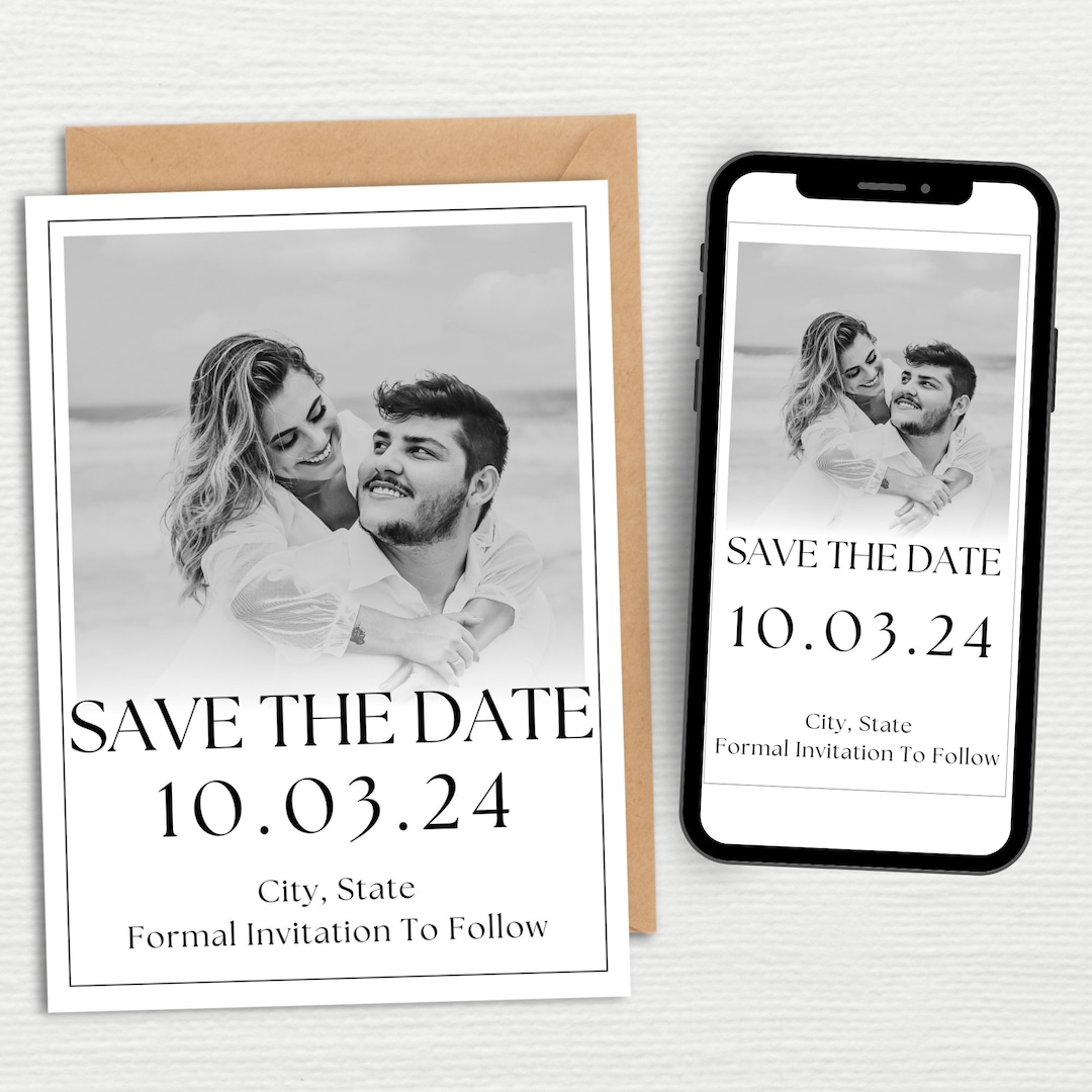 Save the Date Canva Template | Modern Minimalist Save the Date Template | Digital Save the Date ...