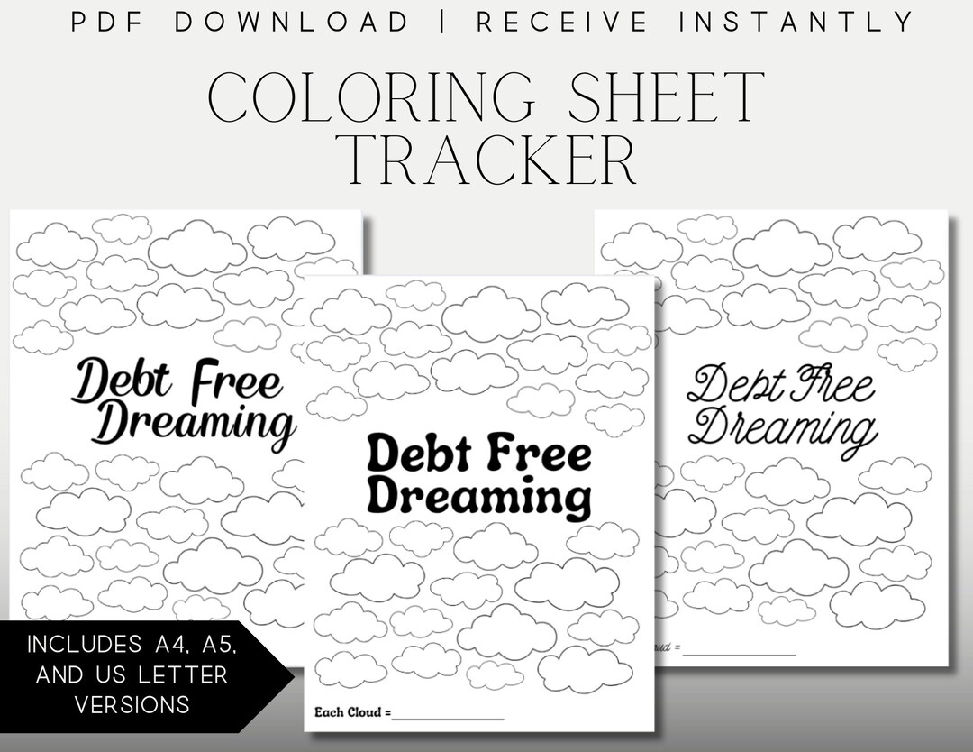 Debt Coloring Sheet Tracker Debt Free Dreaming Debt - Etsy