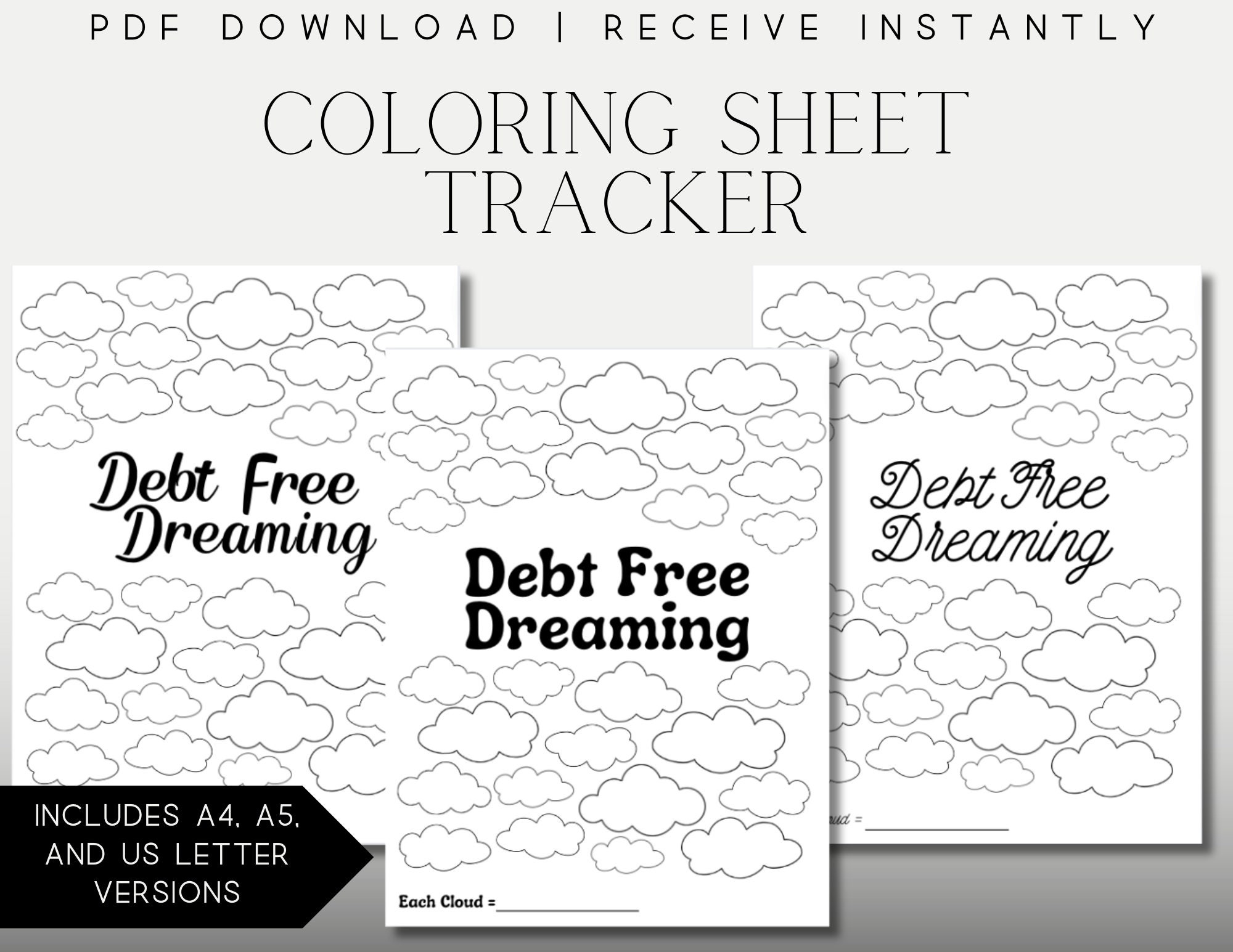 Debt Coloring Sheet Tracker Debt Free Dreaming Debt - Etsy