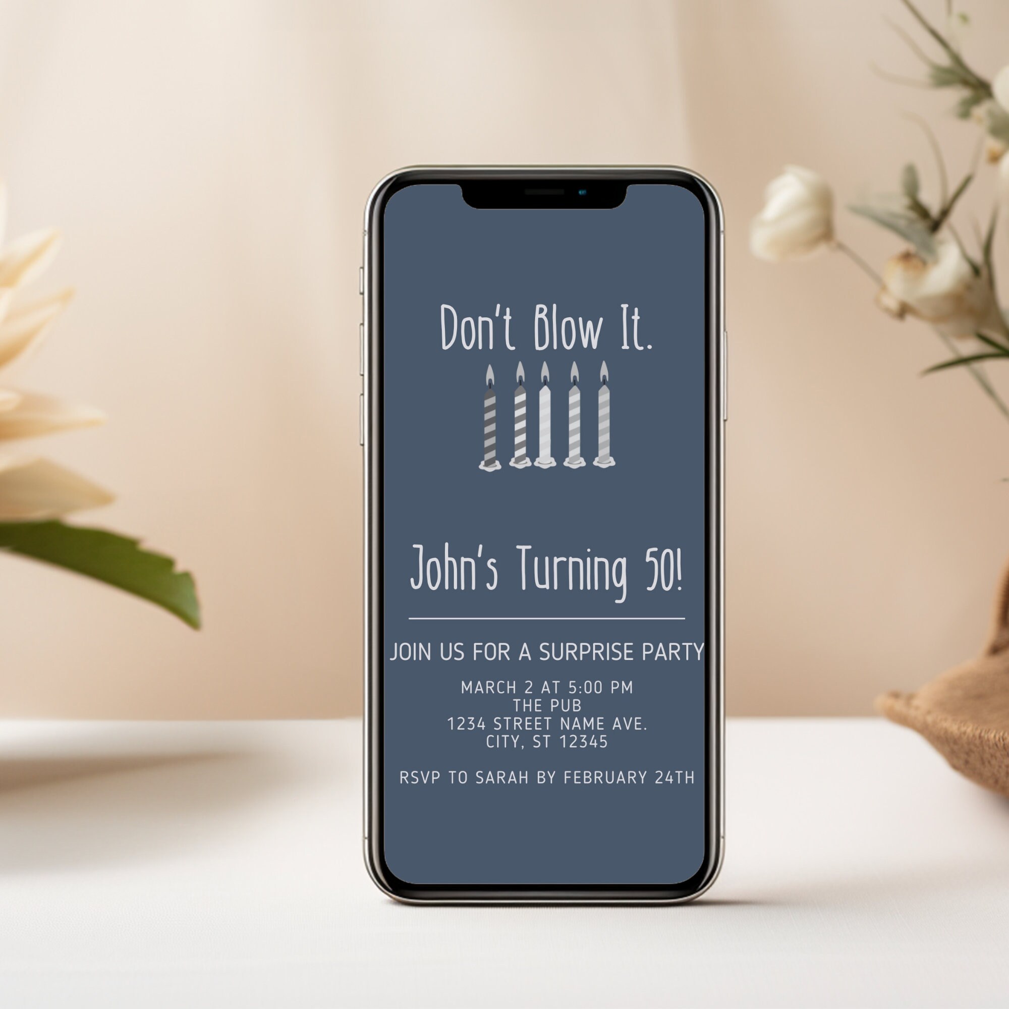 Funny Surprise Party Invitation Canva Template | Don't Blow It Surprise ...