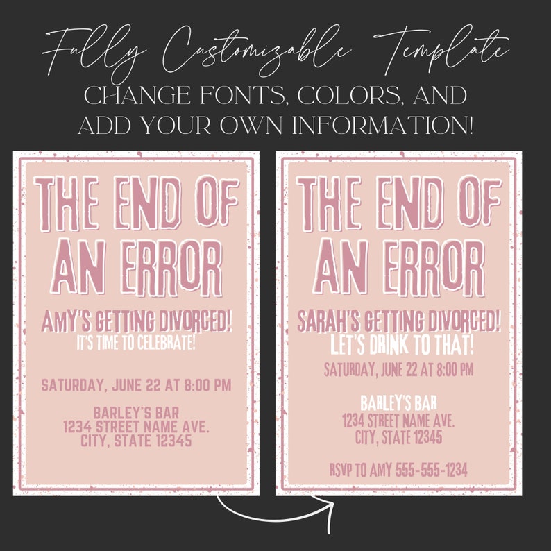 Divorce Party Invitation Template for Her | Funny Divorce Gift for Her ...