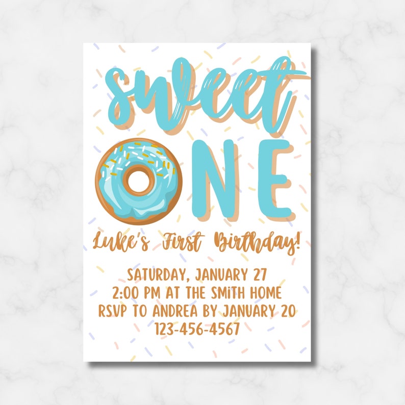 Sweet One First Birthday Party Digital or Print Invitation Template ...