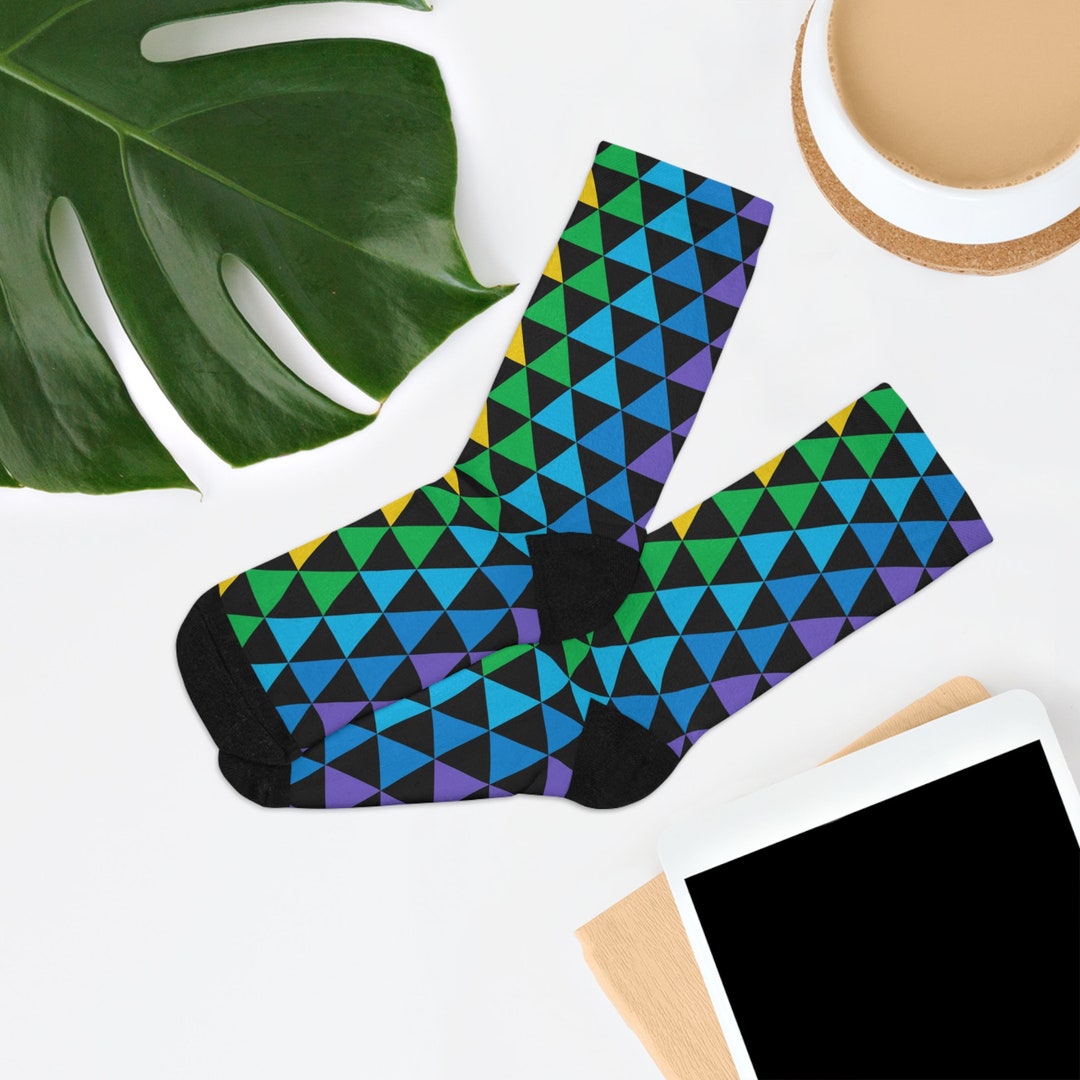 Rainbow Triangle Pattern Recycled Poly Socks - Etsy