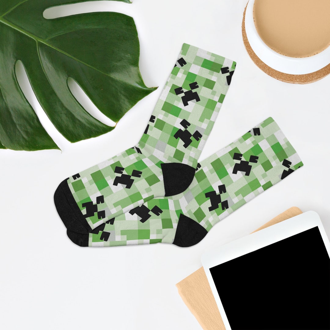 Minecraft Creeper Faces 2 Birthday Christmas Recycled Poly Socks - Etsy