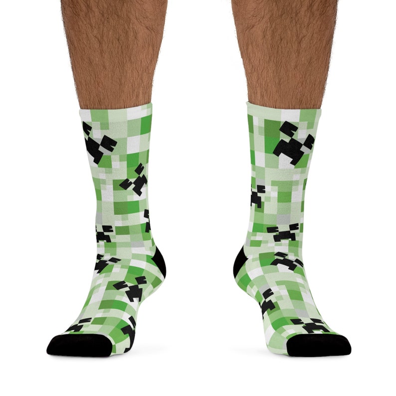 Minecraft Creeper Faces 2 Birthday Christmas Recycled Poly Socks - Etsy