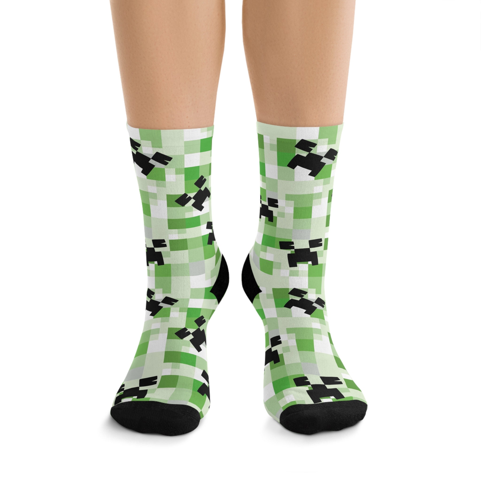 Minecraft Creeper Faces 2 Birthday Christmas Recycled Poly Socks - Etsy