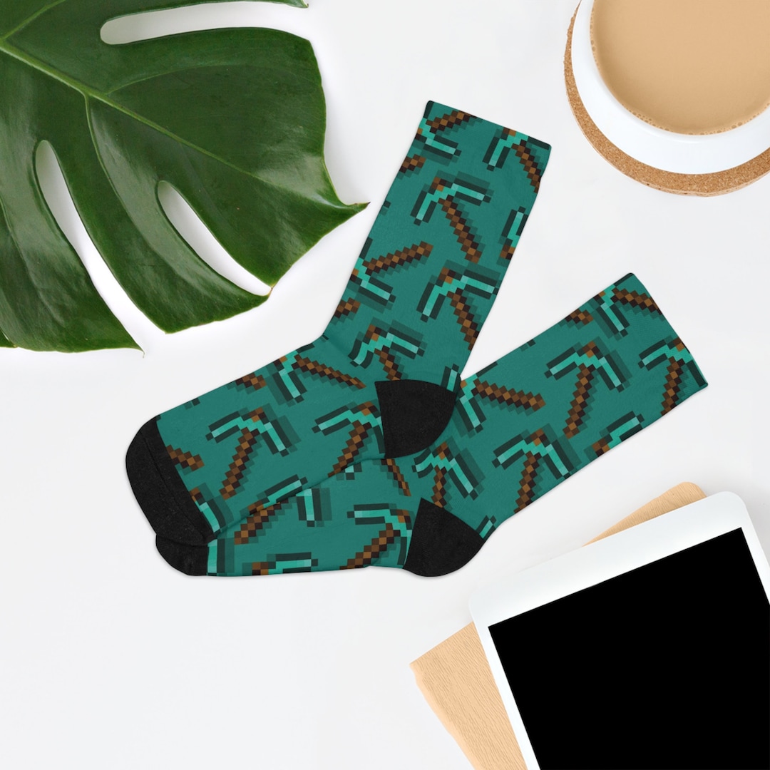 Minecraft Diamond Pickaxe Birthday Christmas Recycled Poly Socks - Etsy