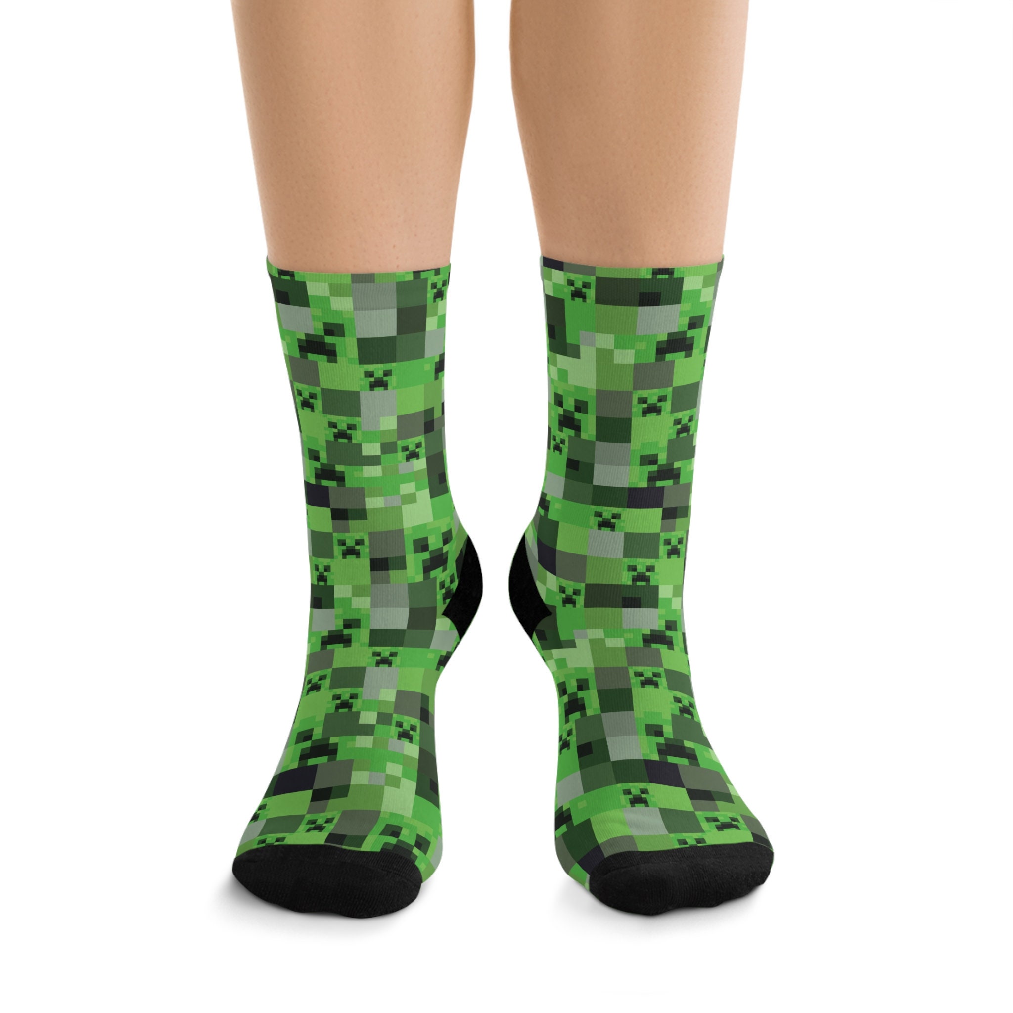 Minecraft Creeper Faces Birthday Christmas Recycled Poly Socks - Etsy