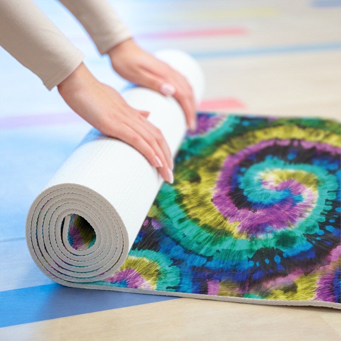 Tie Dye Swirl Foam Yoga Mat - Etsy