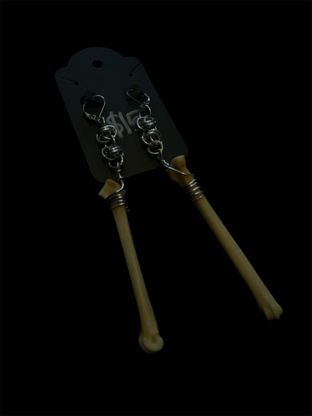 Very Dangly Coyote Foot Bone Chainmail Earrings With Stainless Steel ...