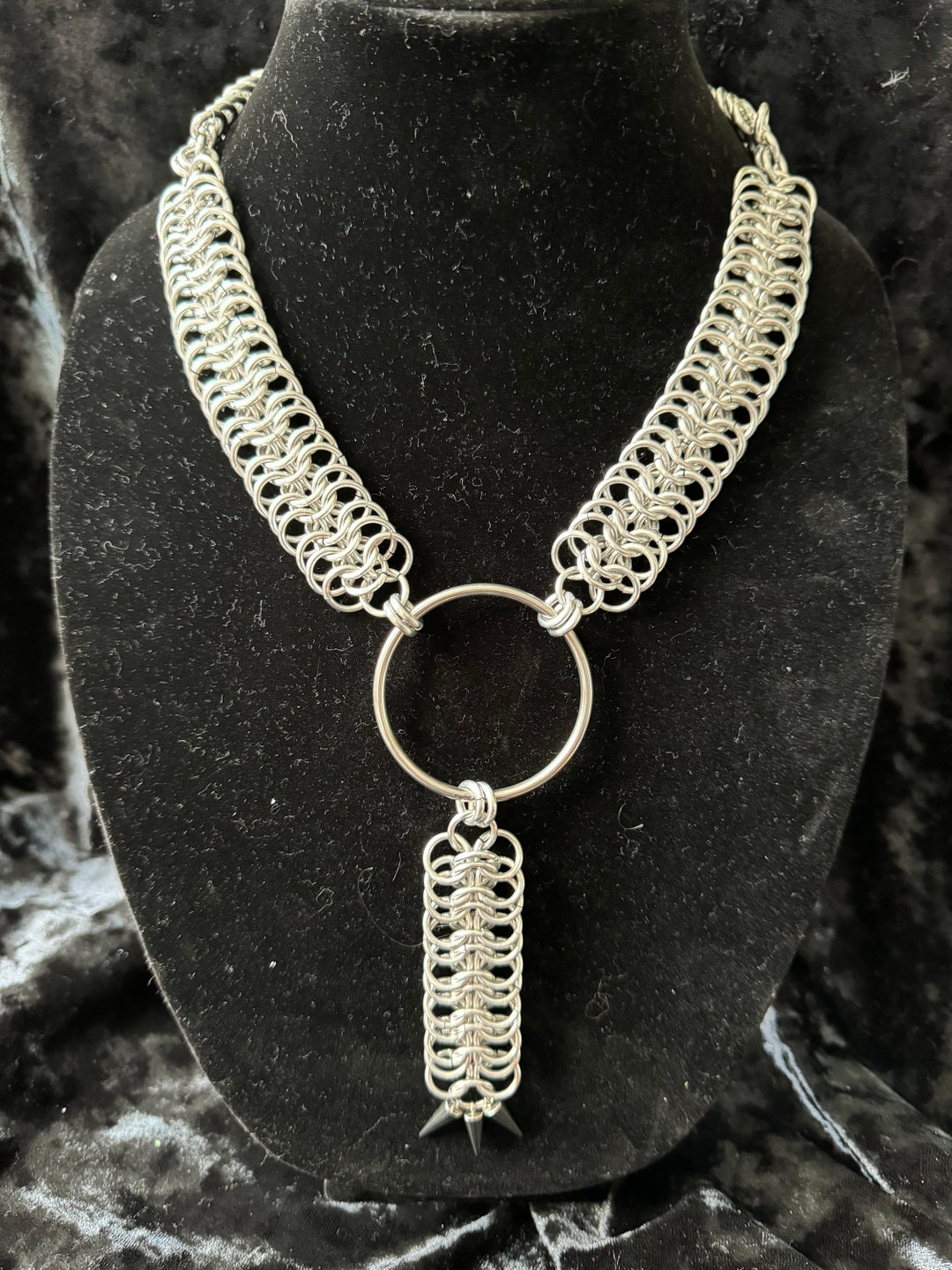 Long Chainmail Necklace With Stainless Steel Spikes - Etsy