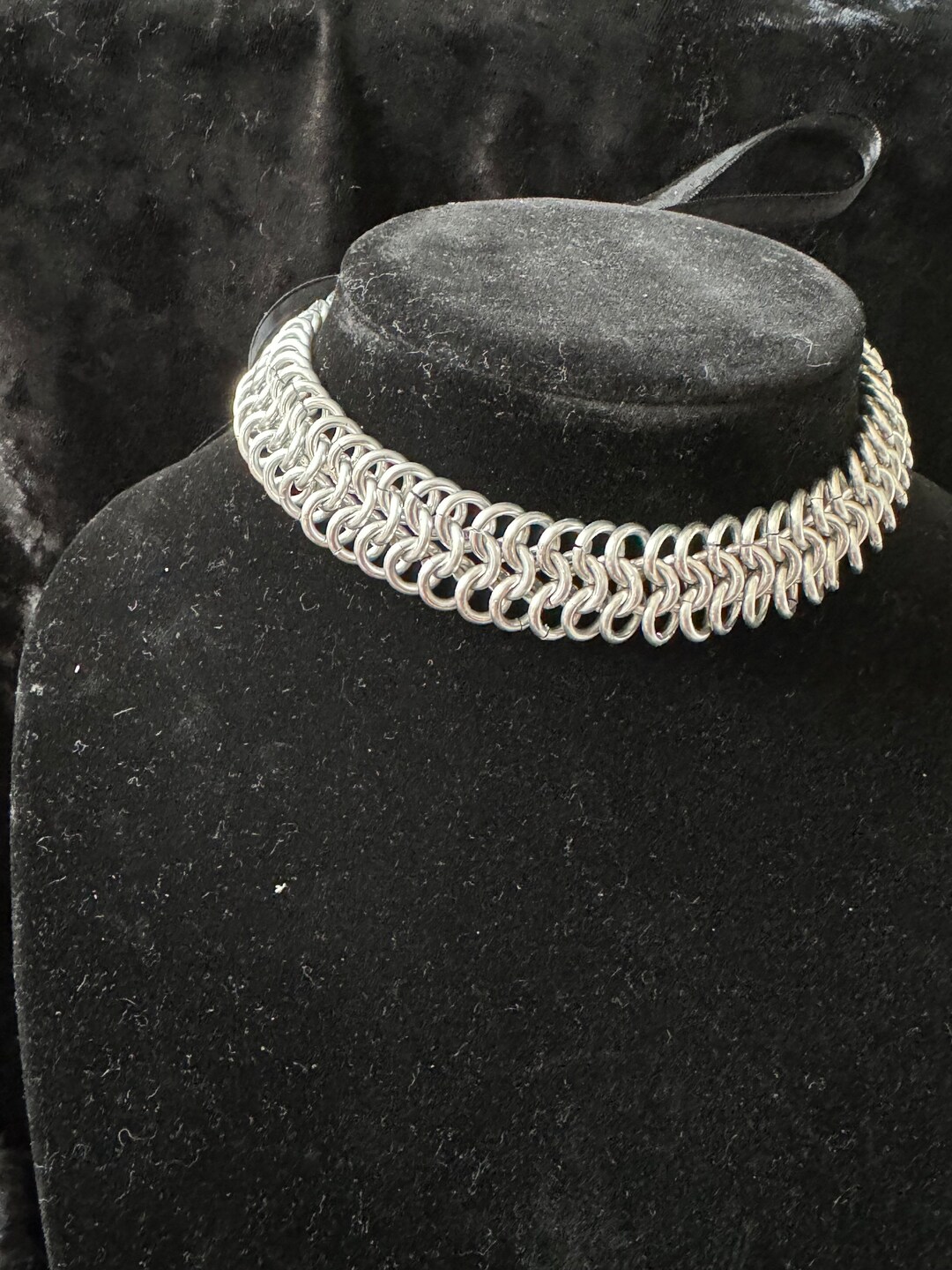 Basic Thick Chainmail Choker Fastened With a Black Ribbon - Etsy