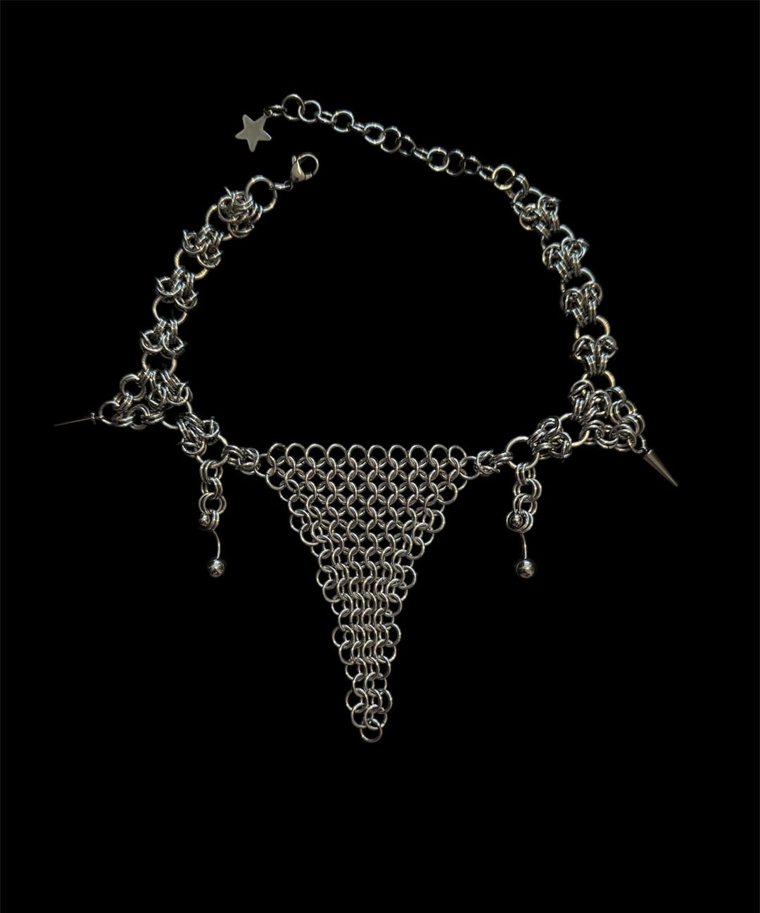 Chainmail Triangle Pierced Necklacegothic/alternative Jewelry - Etsy