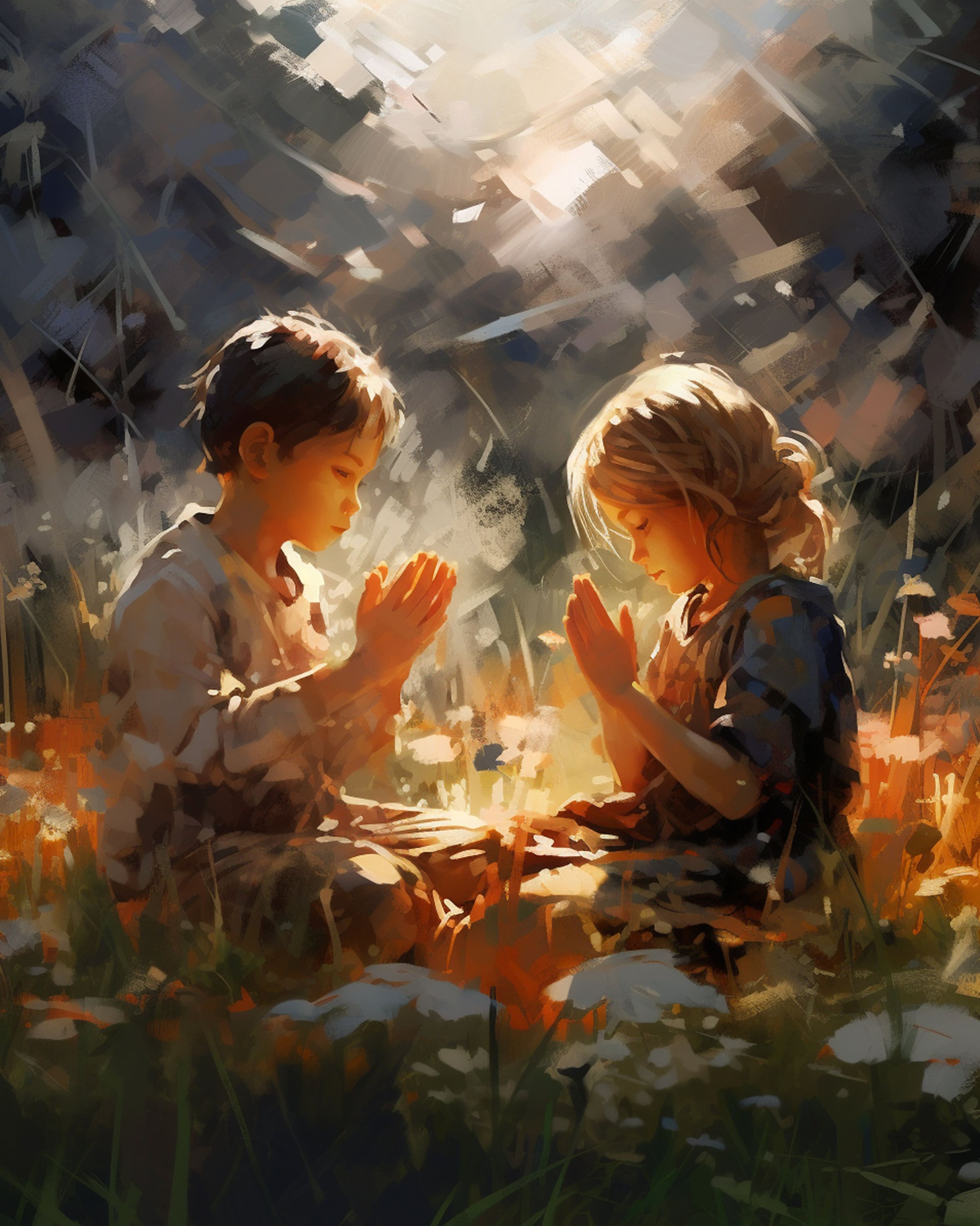 Art of Kids Praying Instant Download Religious Art for Family Centered ...
