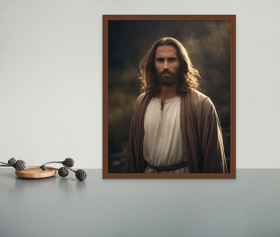 Jesus Baptism Art Realistic Christ Photography Dark Home Decor Artwork ...