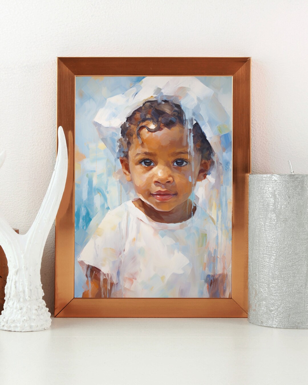 Baby Girl Abstract Art White Outfit Wall Art Innocent Children ...