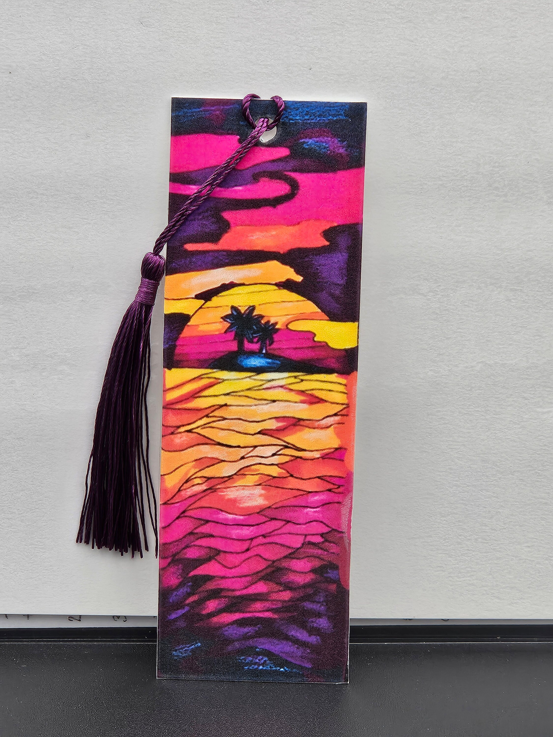 Silk Tasseled Laminated Cardstock Bookmark Stained Glass Scenic ...