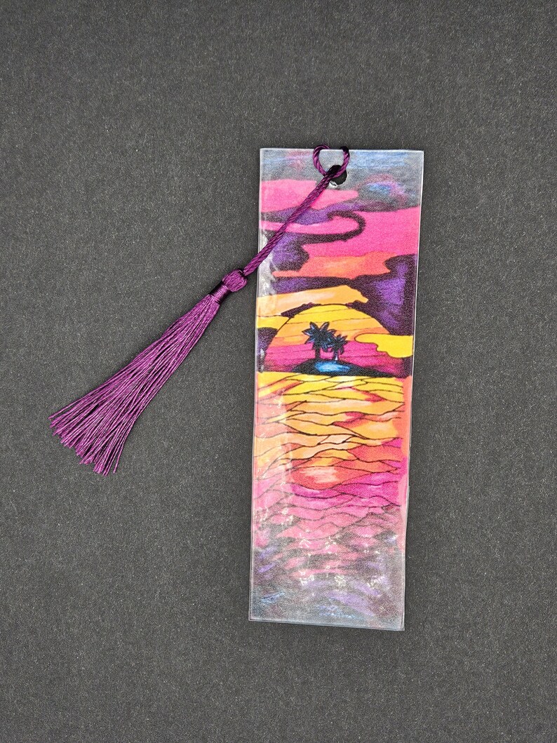 Silk Tasseled Laminated Cardstock Bookmark Stained Glass Scenic ...