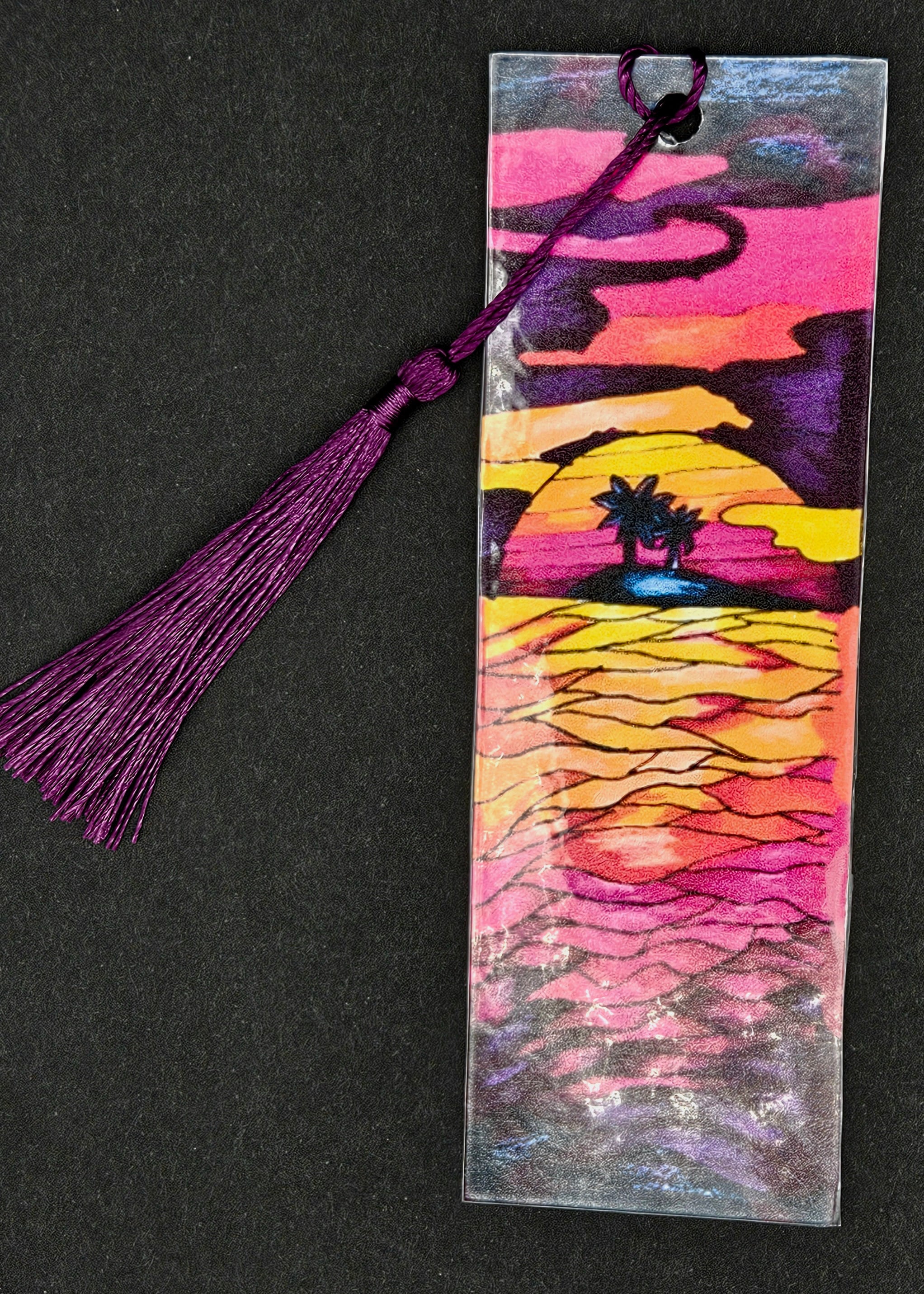 Silk Tasseled Laminated Cardstock Bookmark Stained Glass Scenic ...