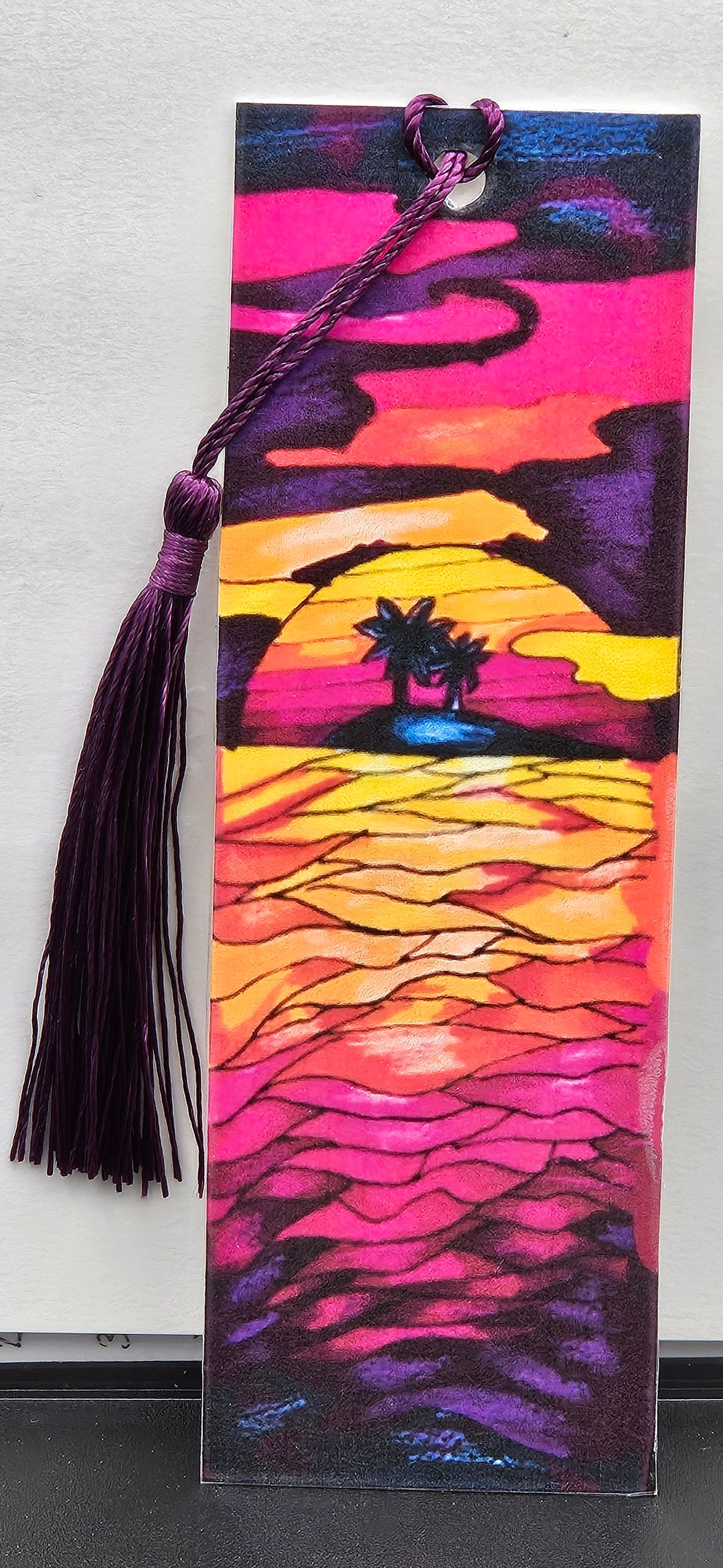 Silk Tasseled Laminated Cardstock Bookmark Stained Glass Scenic ...