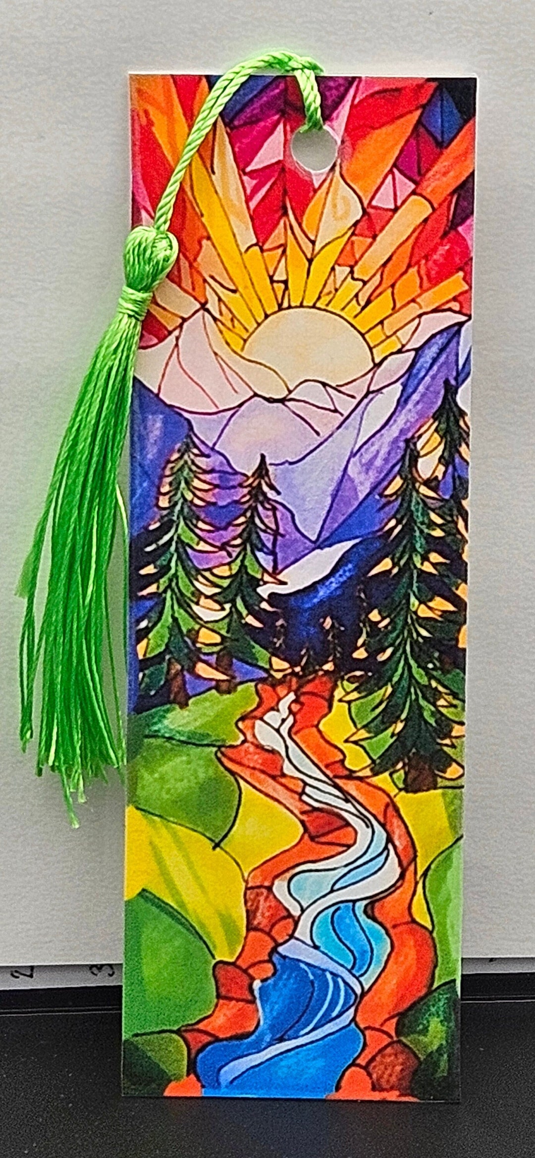 Early Sunrise Peeking Over Mountains Forest Stream Silk Tasseled ...