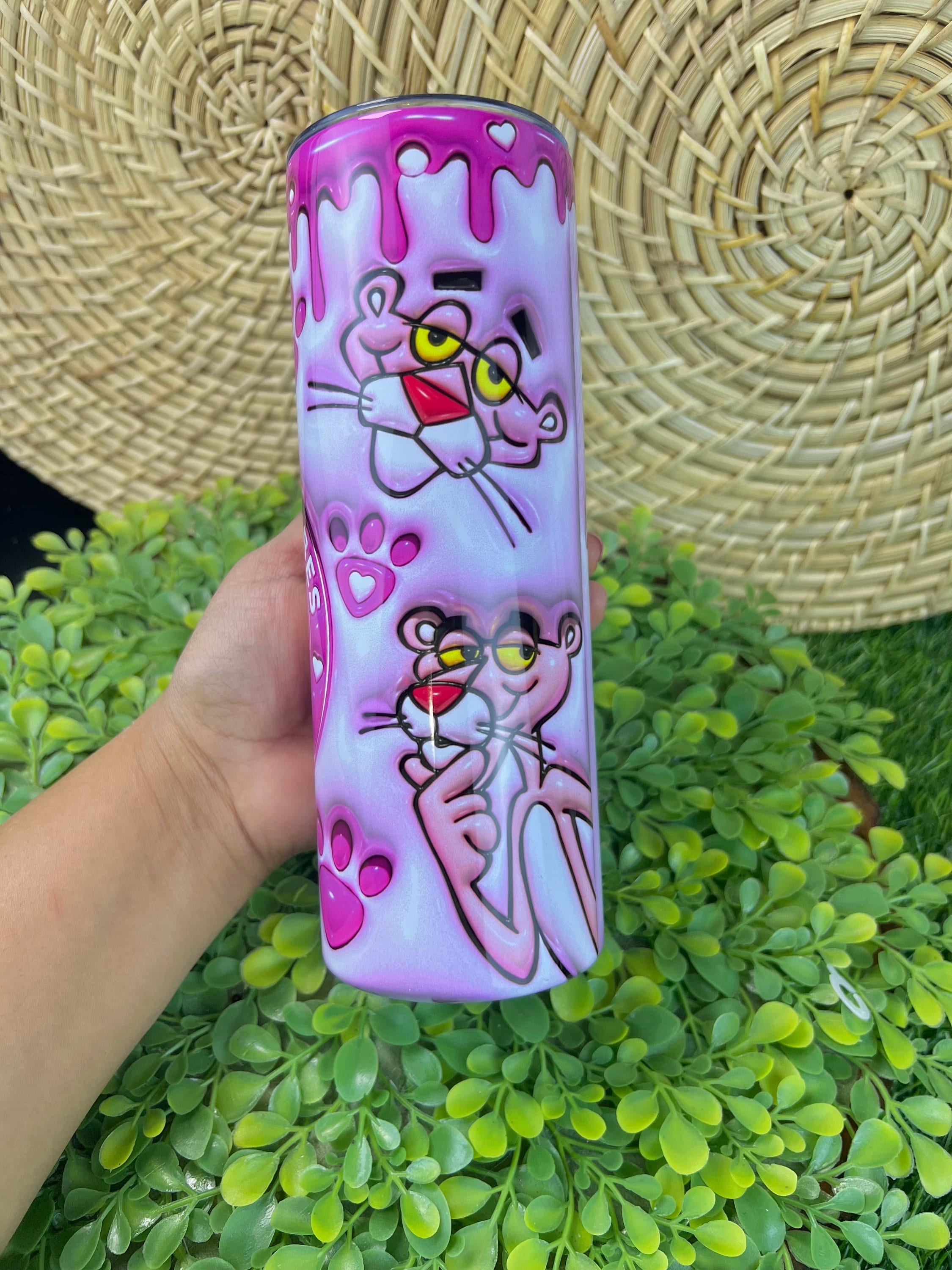 Cartoon Pink Panther Tumbler Glow in the Dark, Pink Panther Gifts Ideas ...