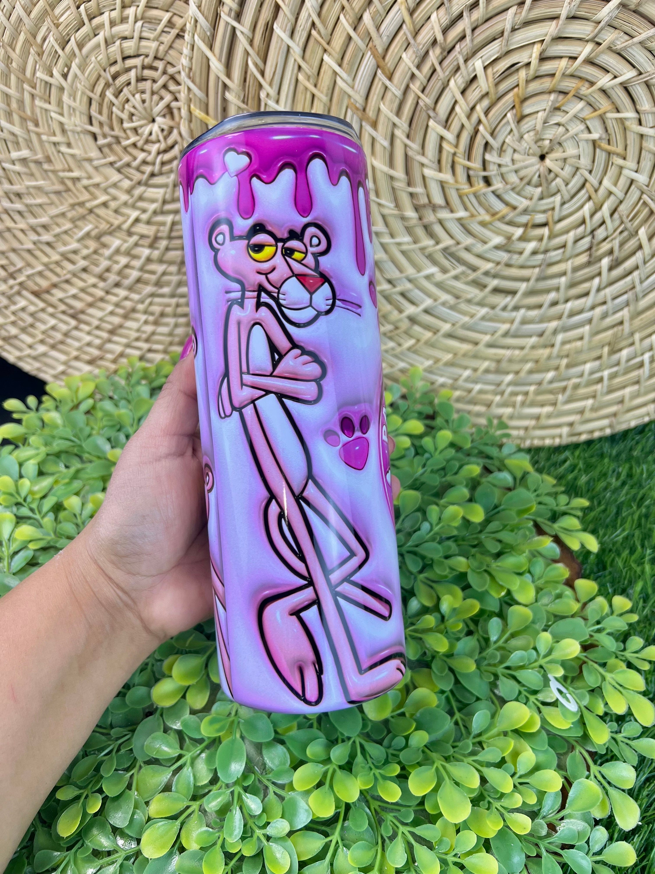 Cartoon Pink Panther Tumbler Glow in the Dark, Pink Panther Gifts Ideas ...