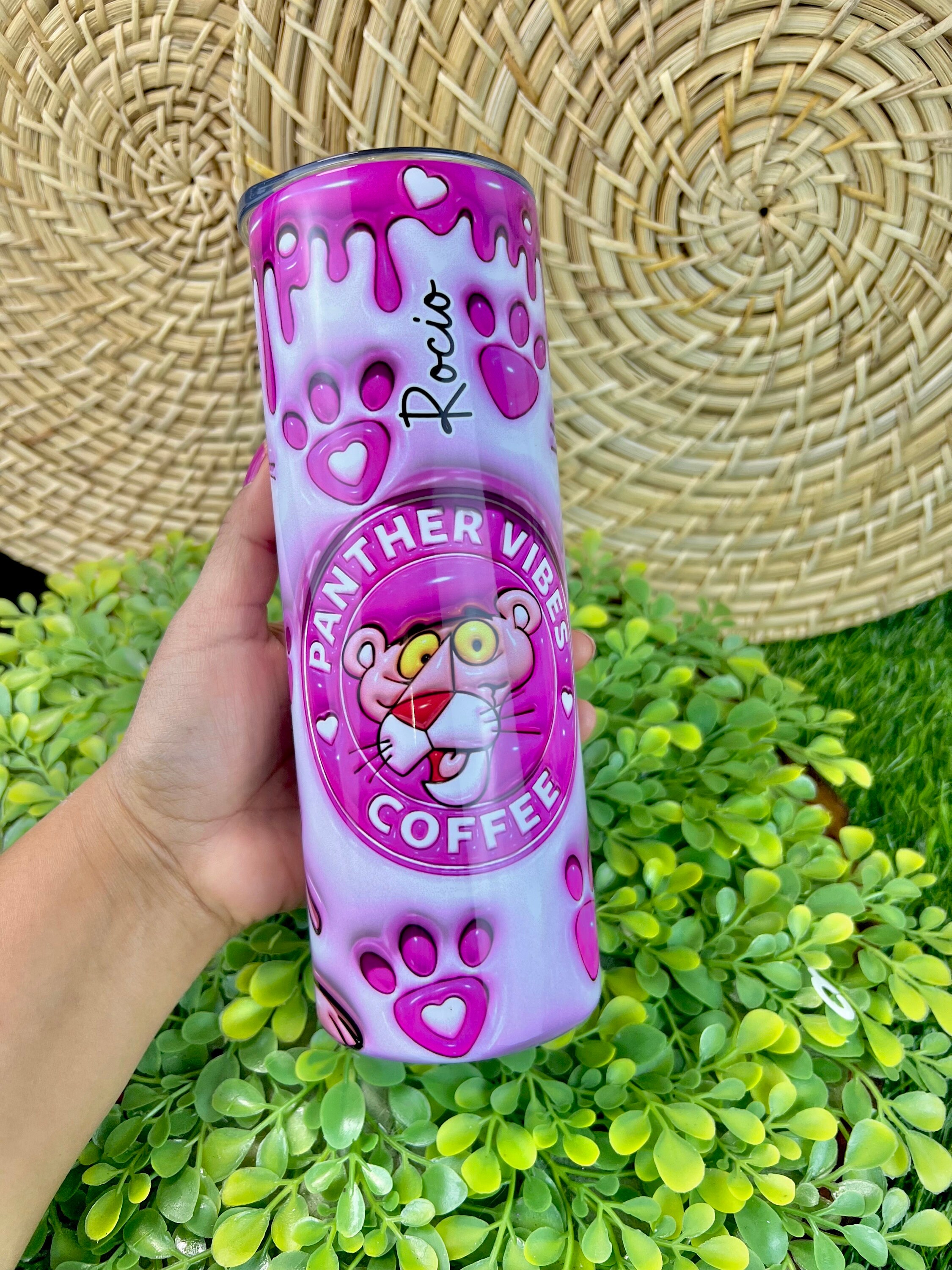 Cartoon Pink Panther Tumbler Glow in the Dark, Pink Panther Gifts Ideas ...