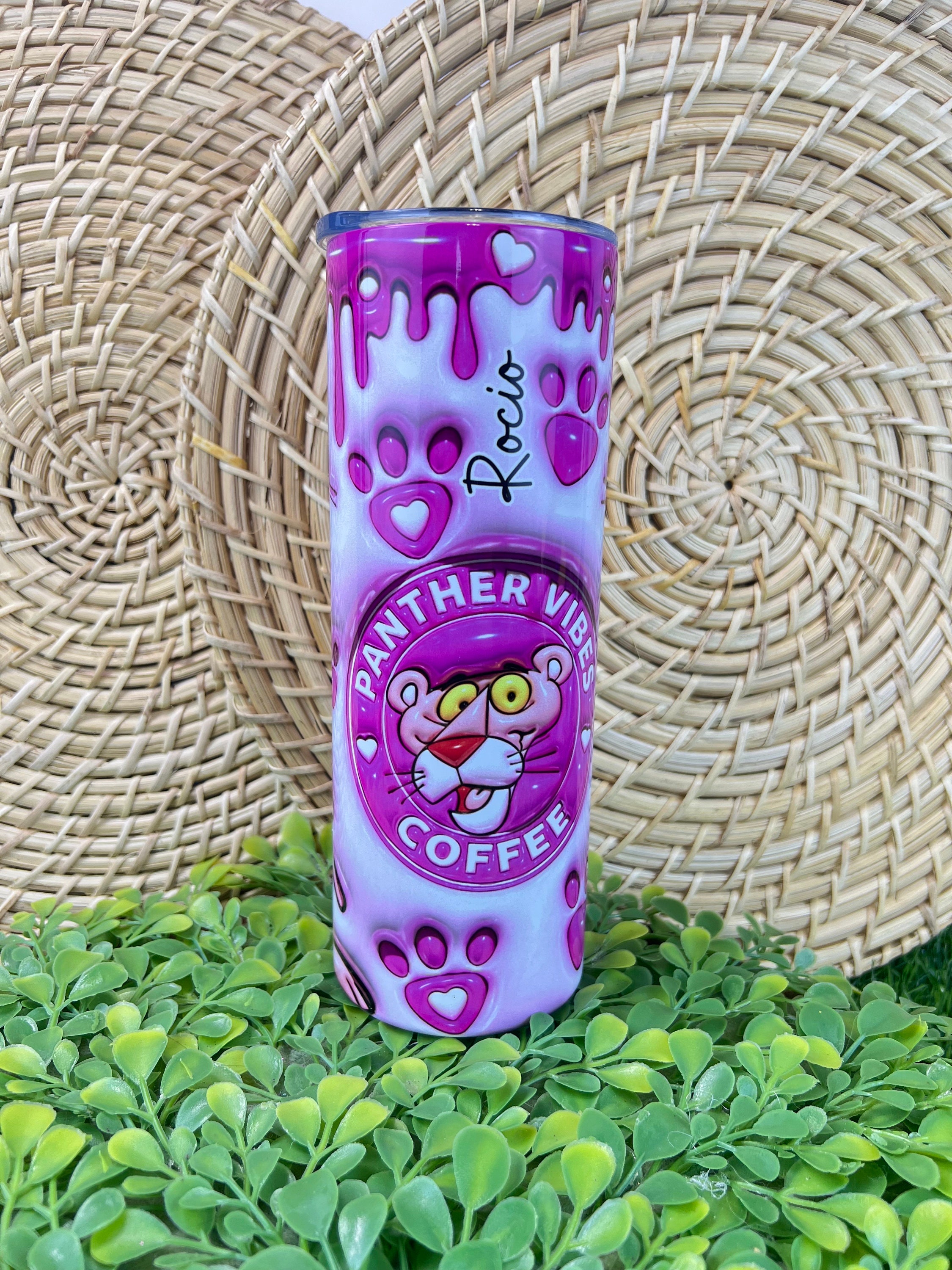 Cartoon Pink Panther Tumbler Glow in the Dark, Pink Panther Gifts Ideas ...