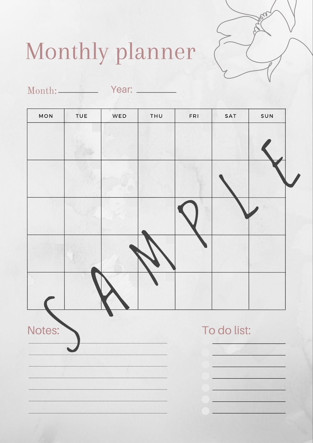 Printable Month Planner - Etsy