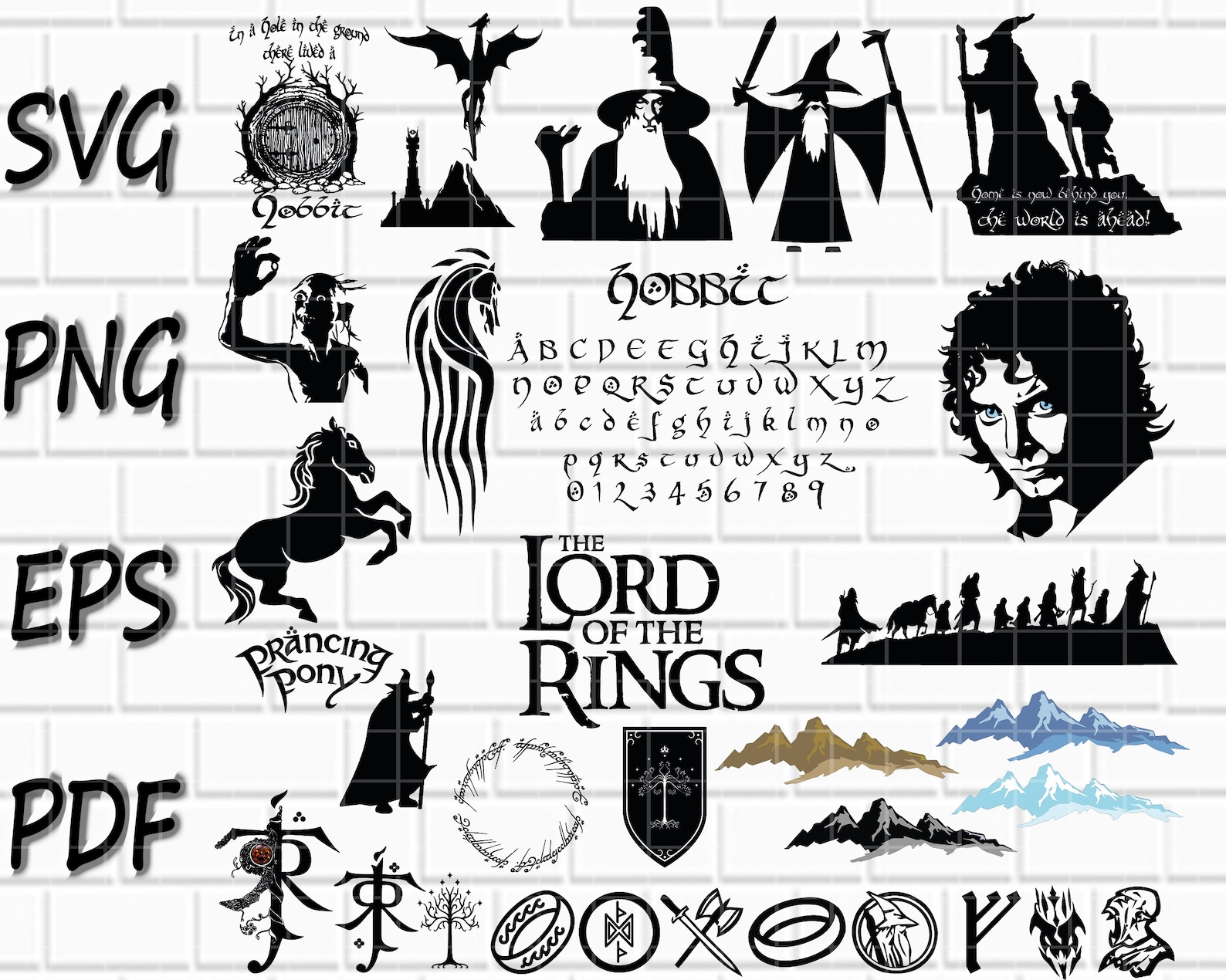 LOTR Mega Svg Bundle 31 Designs Hobbit Font Digital Files - Etsy