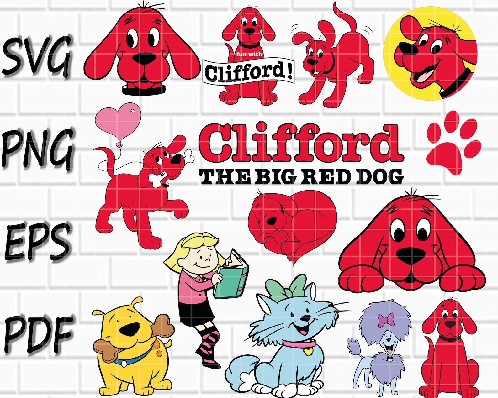 Clifford the Big Red Dog SVG Clifford PNG Clifford Vector - Etsy