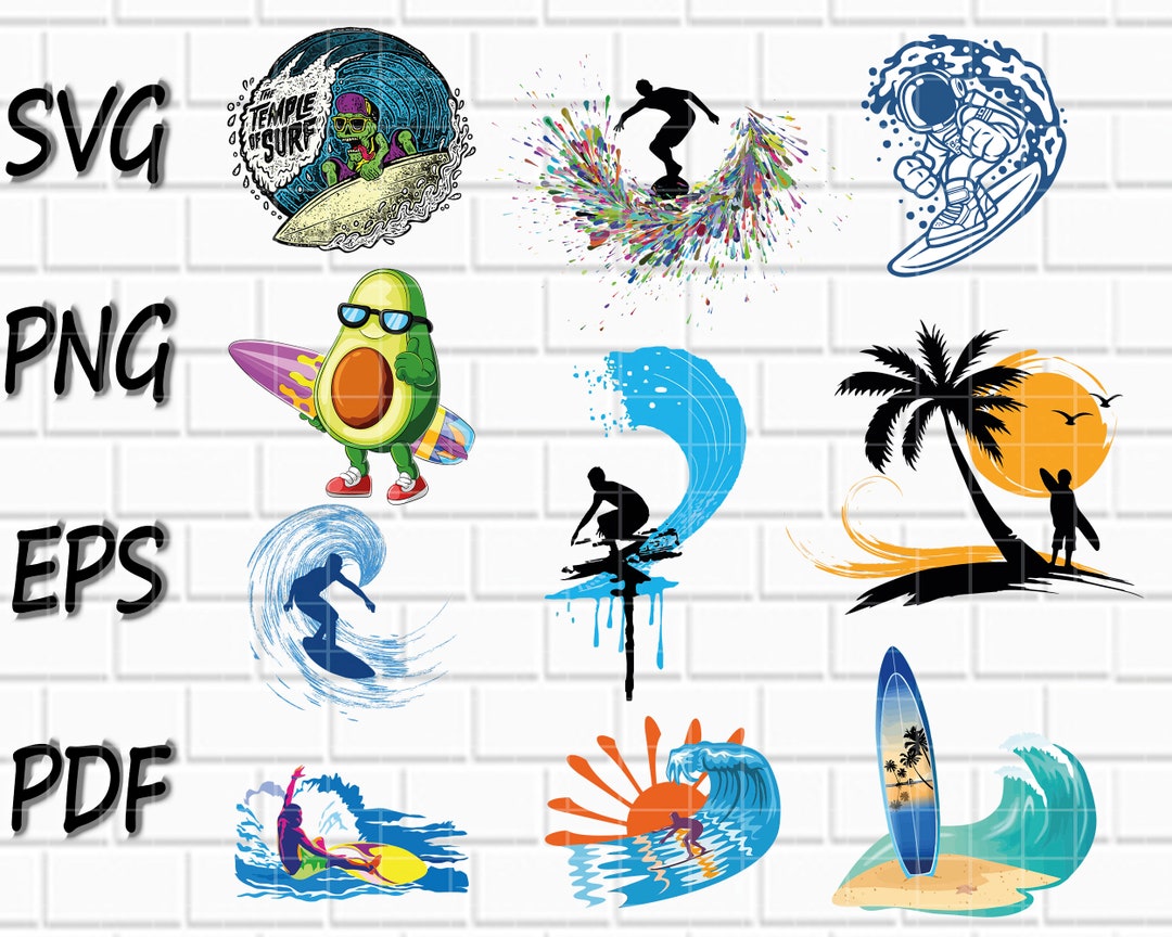 Surfing SVG, Avacado Surfing SVG, Surfing Cricut, Surfing Vector ...