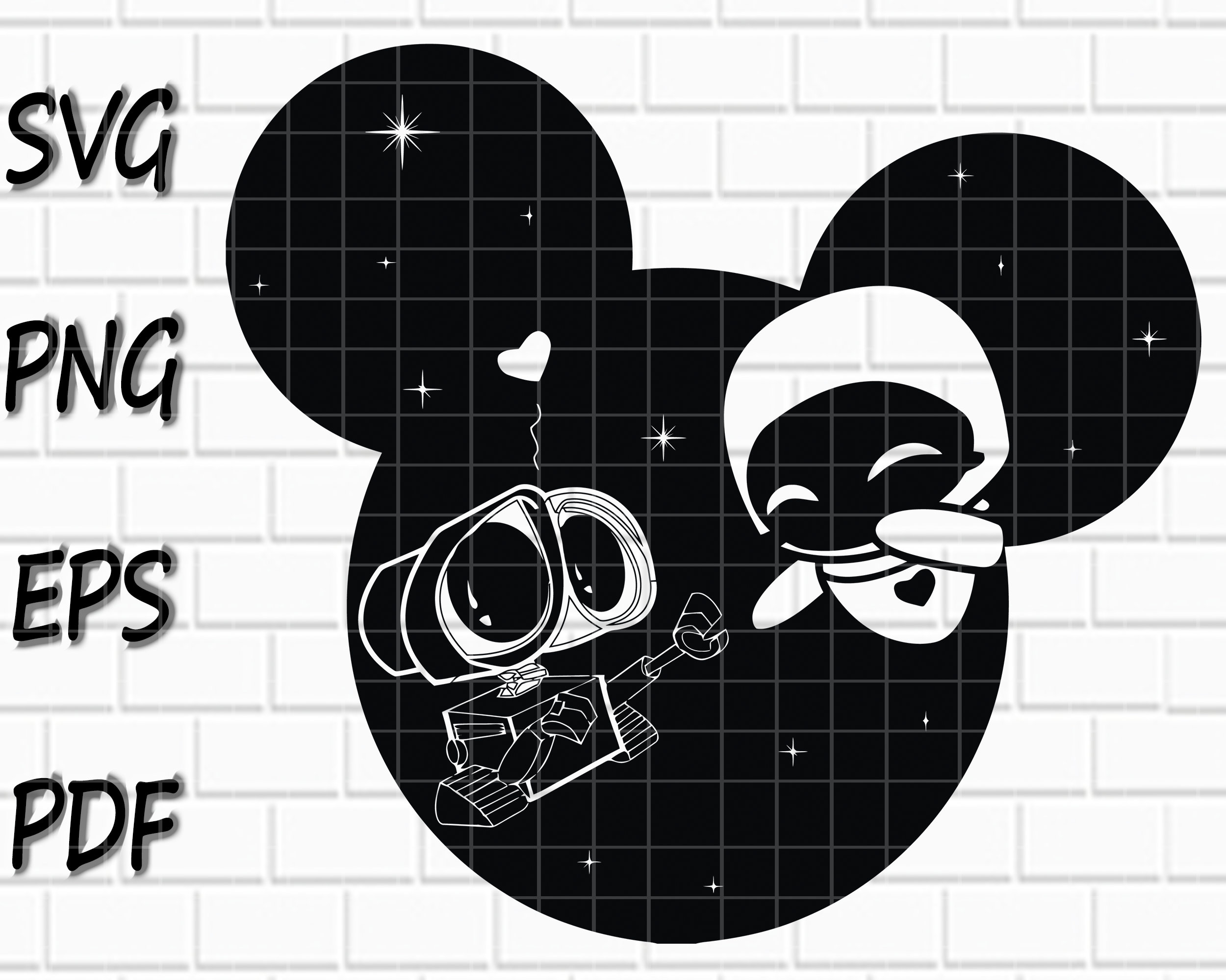 Wall E SVG Eva SVG Clipart Walle Disneyland Ears Cut File - Etsy Israel