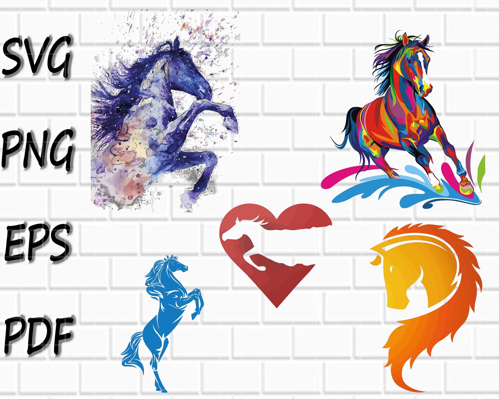 Horse SVG Colored Horse SVG Watercolor Horse Horse Vector - Etsy