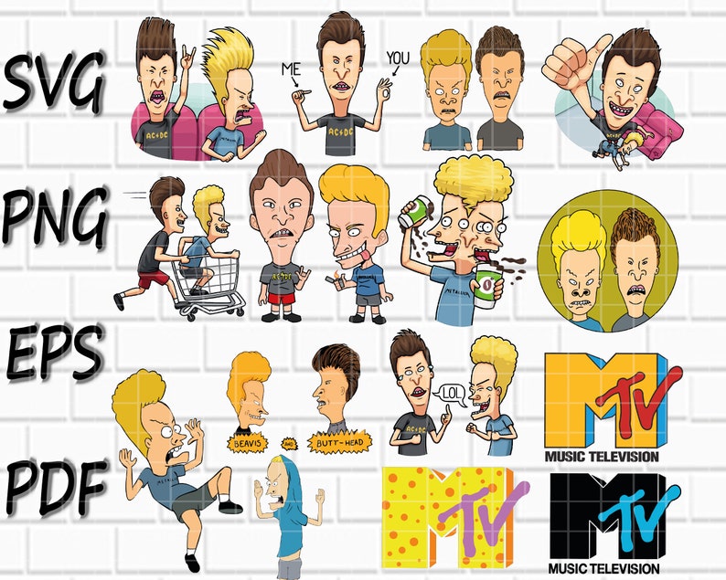 Beavis et Butthead SVG MTV Svg MTV Png 90's 80's - Etsy France