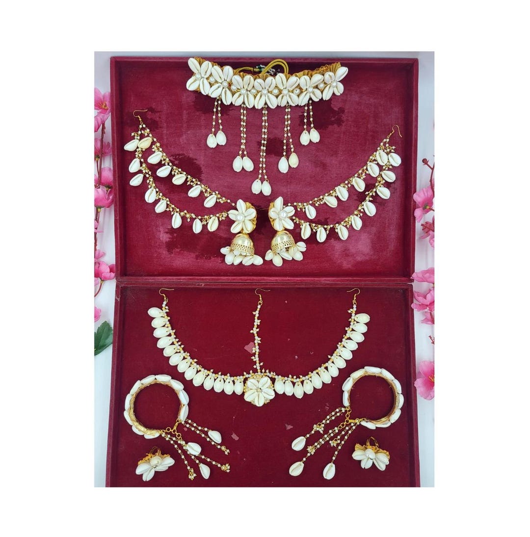 Haldi Bridal Cowrie Shell Jewelry Set Mehendi Cowrie Shells Jewelry ...
