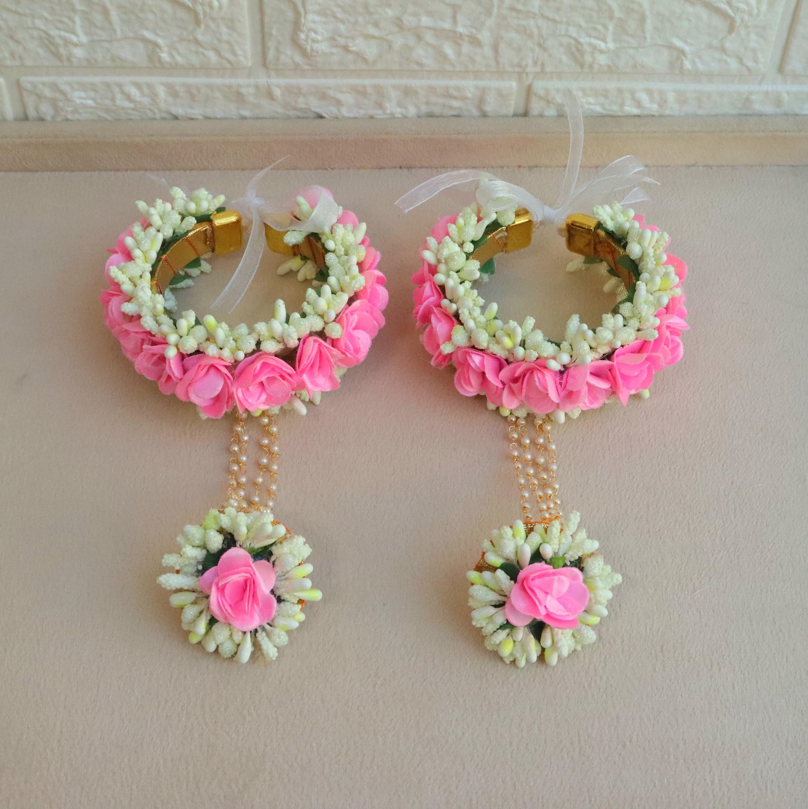 Yellow and Offwhite HALDI FLORAL BANGLES Floral Haathful Bangles Bulk ...
