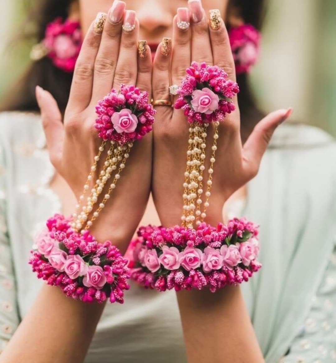 Pink Haldi Floral Haathful Bridal Floral Haathful Haldi Pink Floral ...
