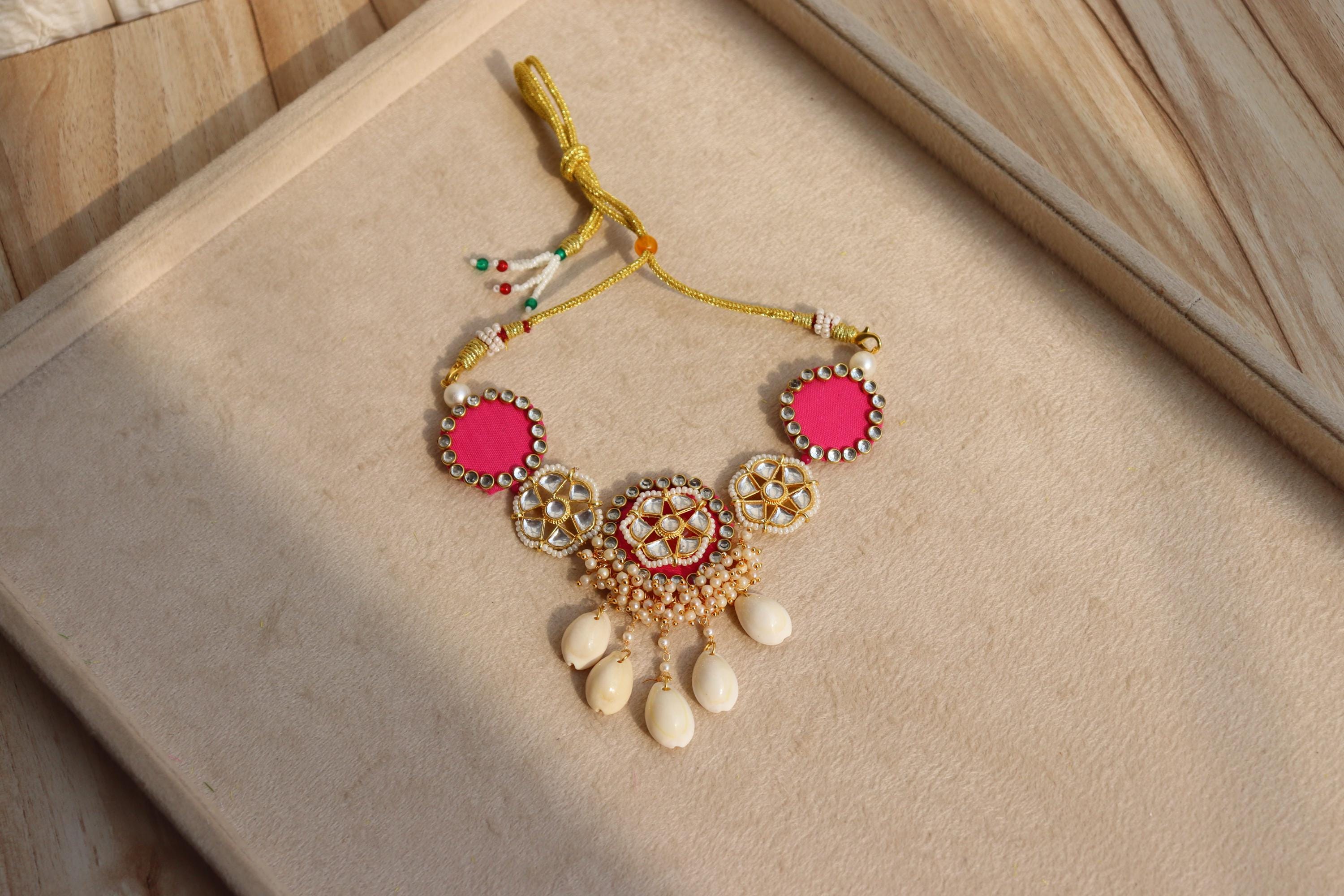 Haldi Kundan Shells Jewelry Set Green Bridal Shells Jewelry for Haldi ...