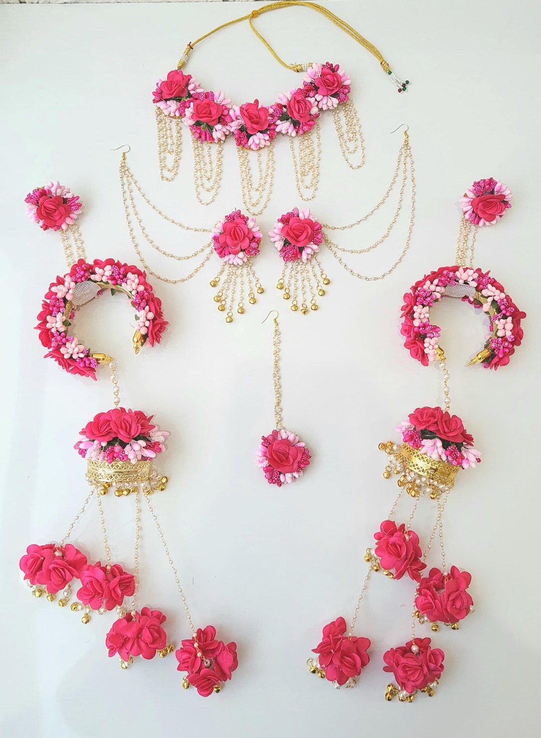 PINK FLORAL KALIRA Jewelry for Haldi Babypink Haldi Floral Jewelry ...