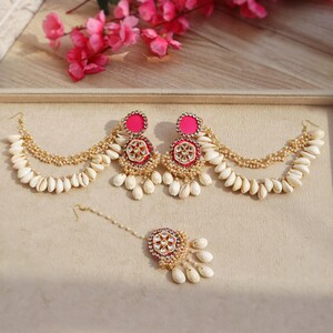 Haldi Kundan Shells Jewelry Set Green Bridal Shells Jewelry for Haldi ...