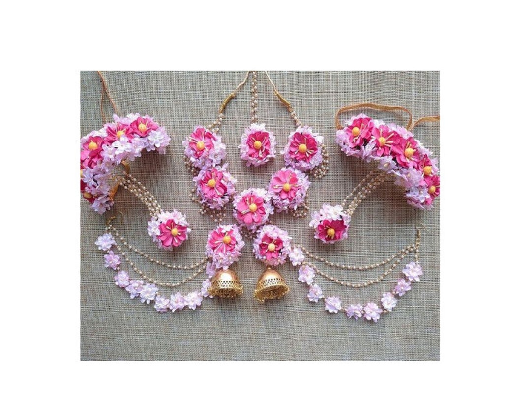 Floral Bridal Haldi Mehendi Multicolor Babypink Pink Jewelry Floral ...