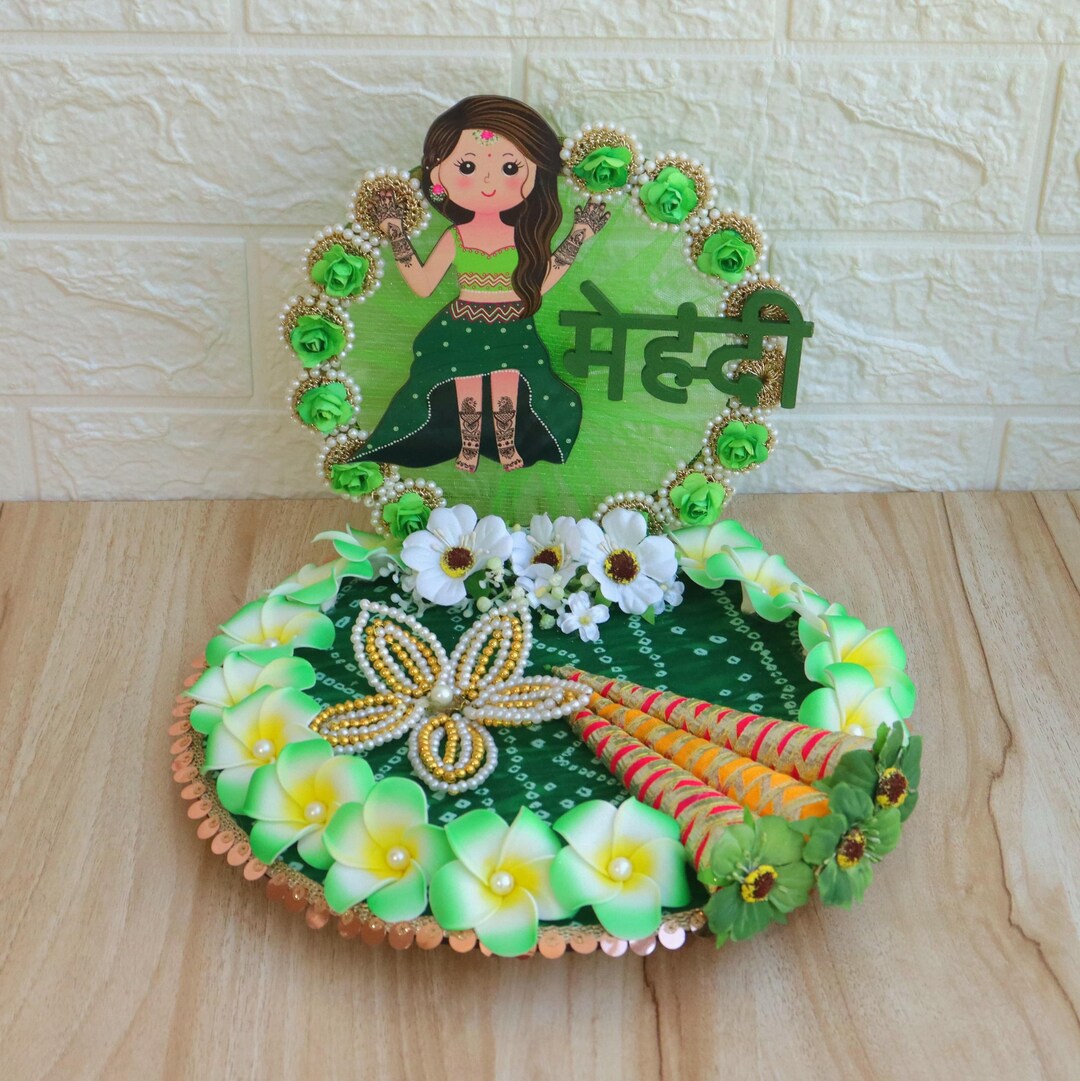 Mehendi Platter With Mehendi Cones Decorative Platter for Mehendi ...