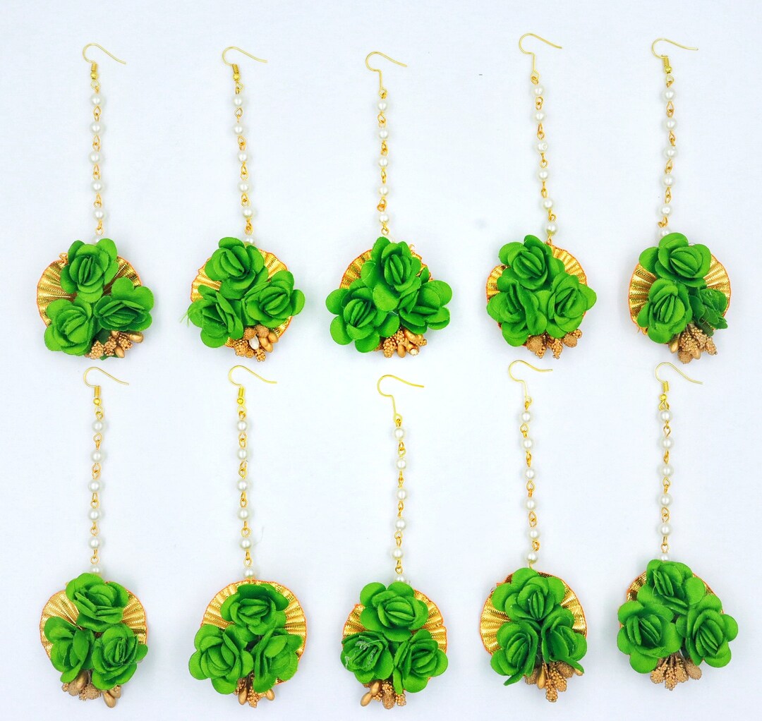Pack of 10 Haldi Floral Maangtikkas Flower Maang Tikka for Bridal ...