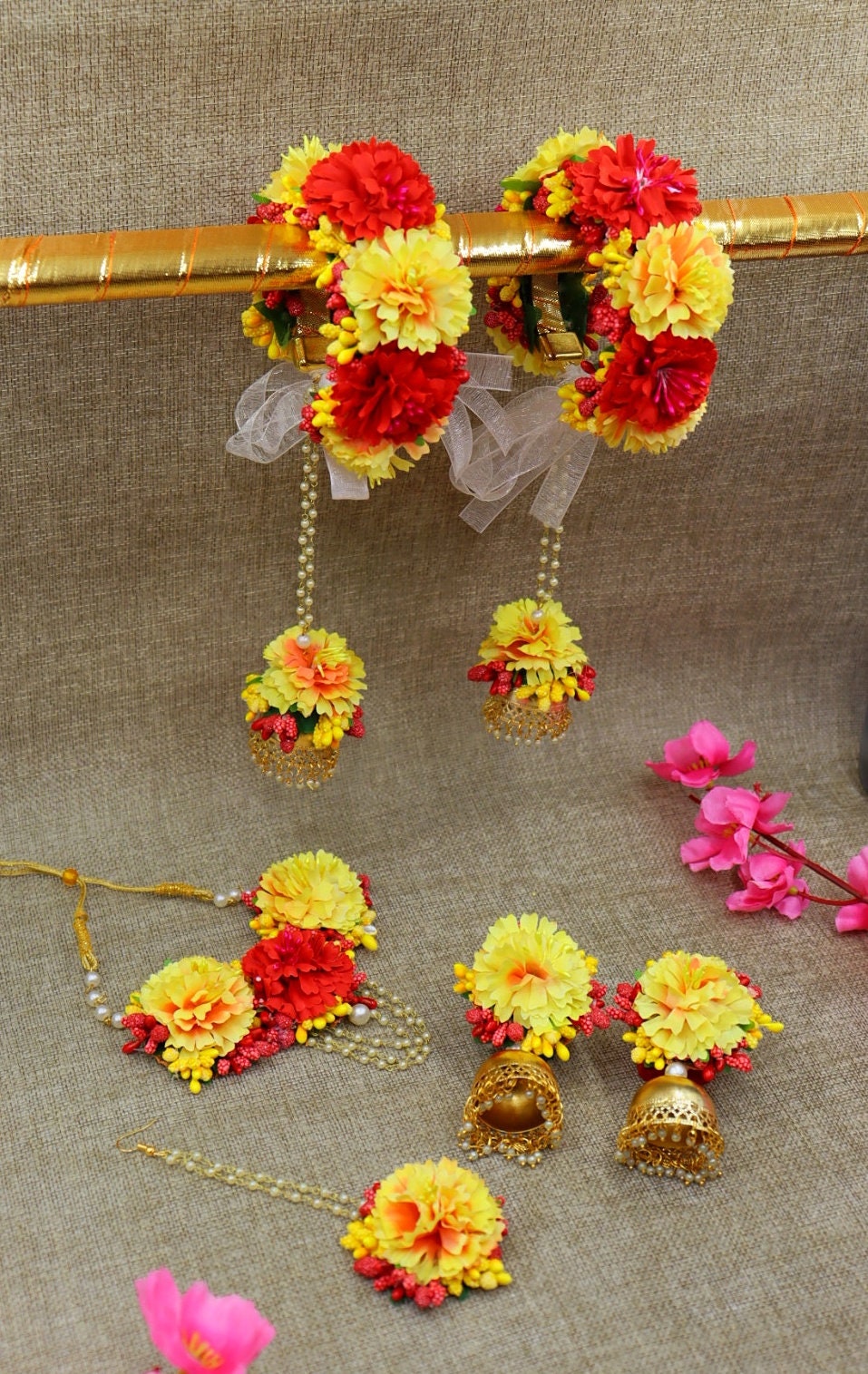 Yellow Haldi Floral Jewelry Yellow White Floral Jewelry Bridal Floral ...