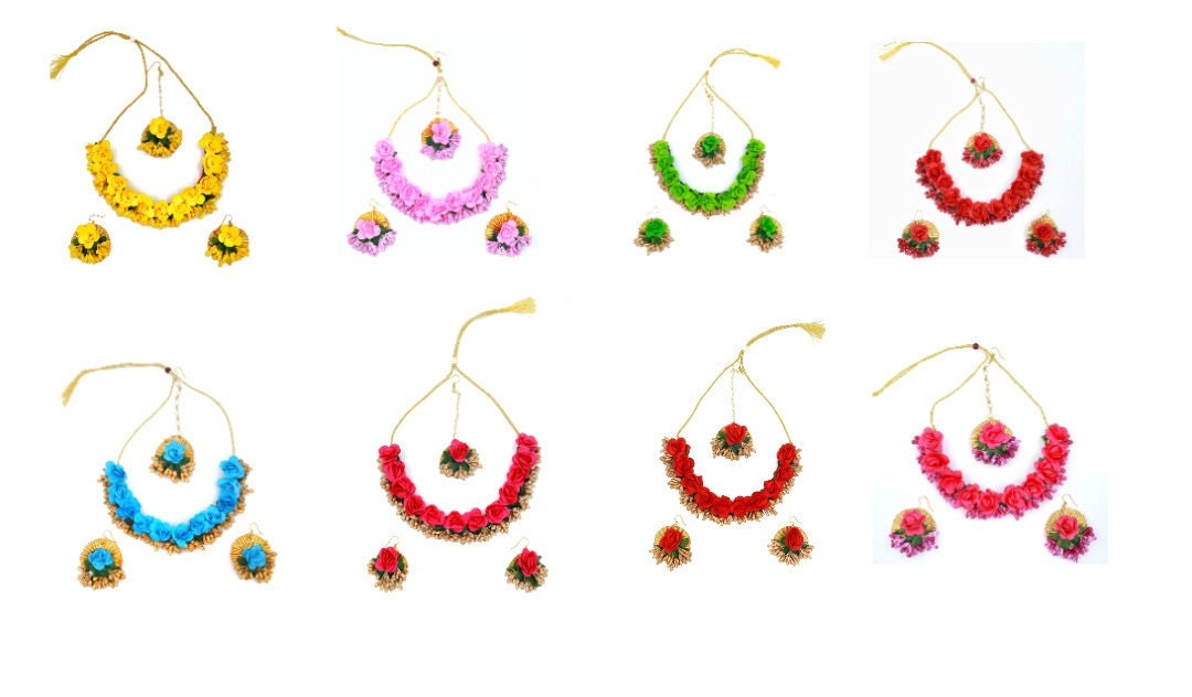 Bulk Haldi Floral Jewelry Sets Mehendi Floral Jewelry Flower Jewelry ...